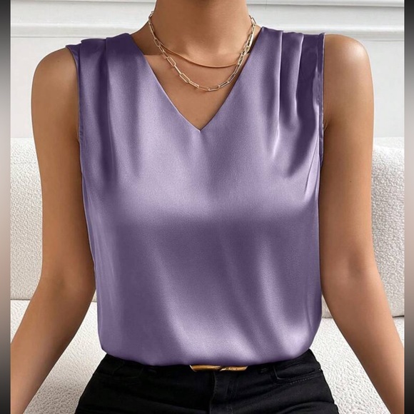 Tops | Elegant Classic V Neck Sleeveless Office Work Tank Top Blouse ...